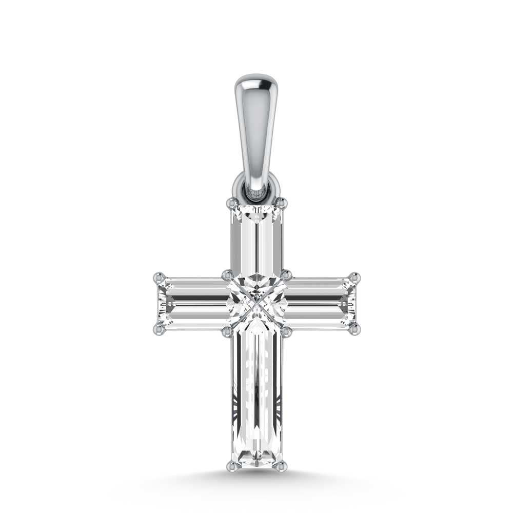 14K White Gold 1/3 Ct.Tw. Lab Grown Diamond Cross Pendant